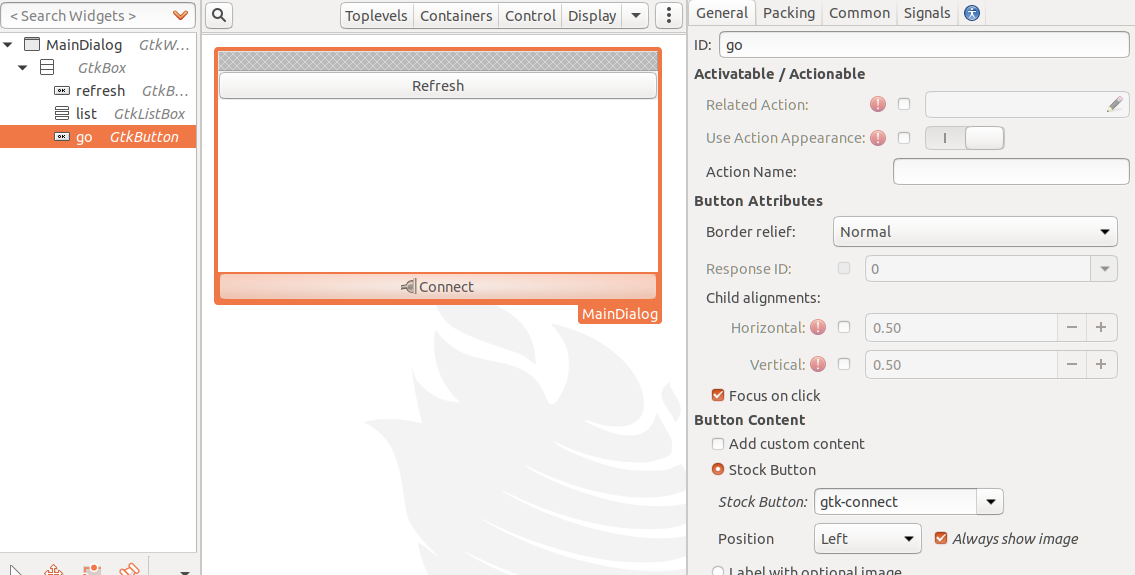 GTK Choice box with Glade and Python - How To Train Your Robot